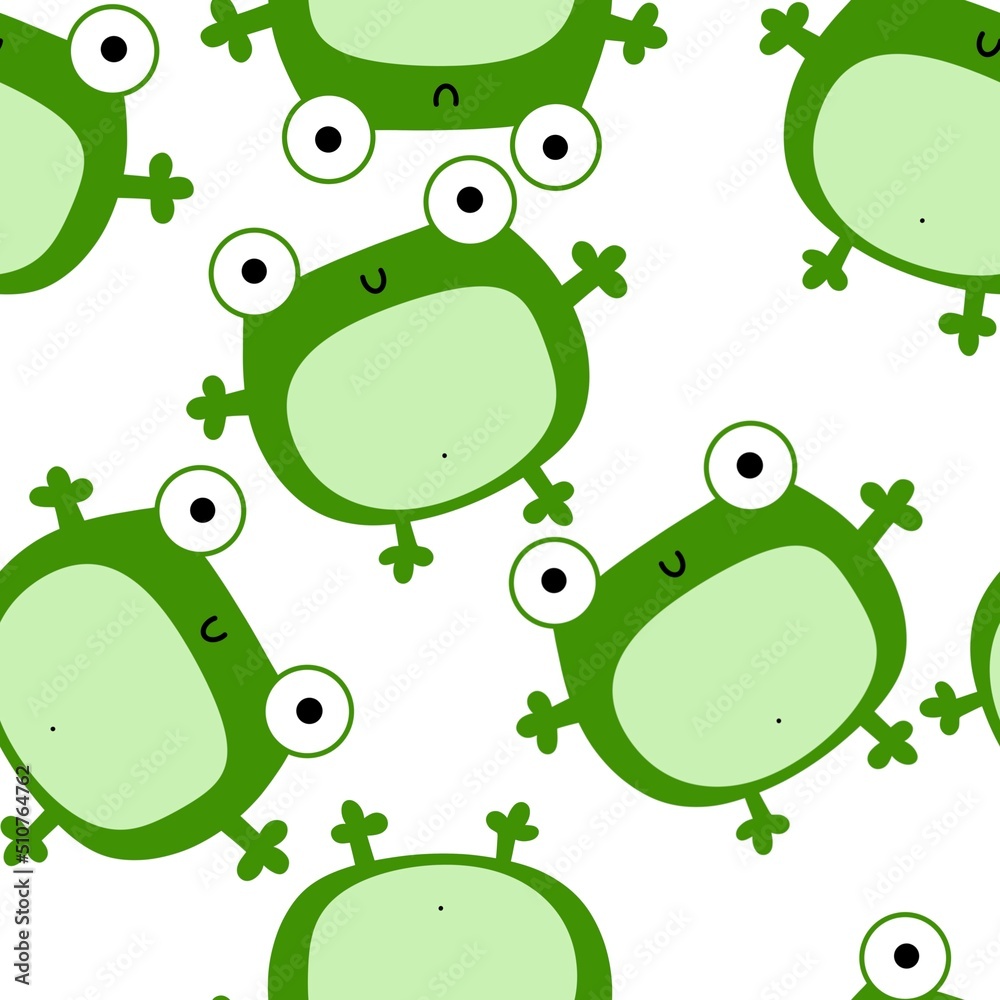 Cartoon seamless kawaii frogs pattern for kids and kindergarten and ...