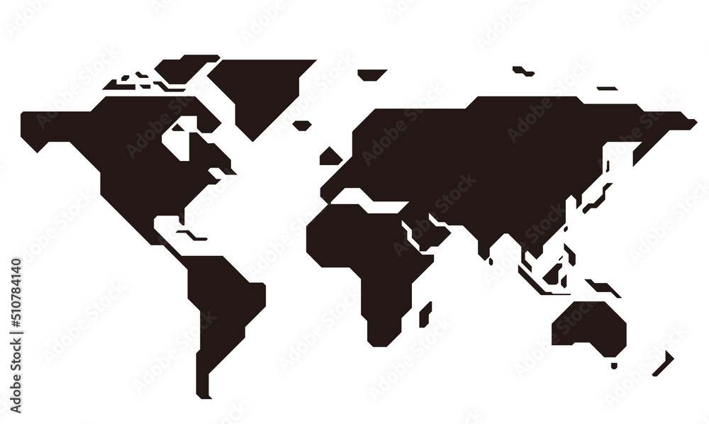 simple straight line map of the world, vector background Stock Vector ...