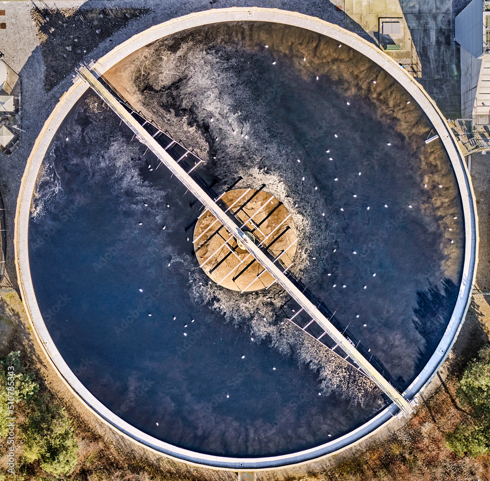aerial view of Clarifier Tank type Sludge Recirculation in Water ...