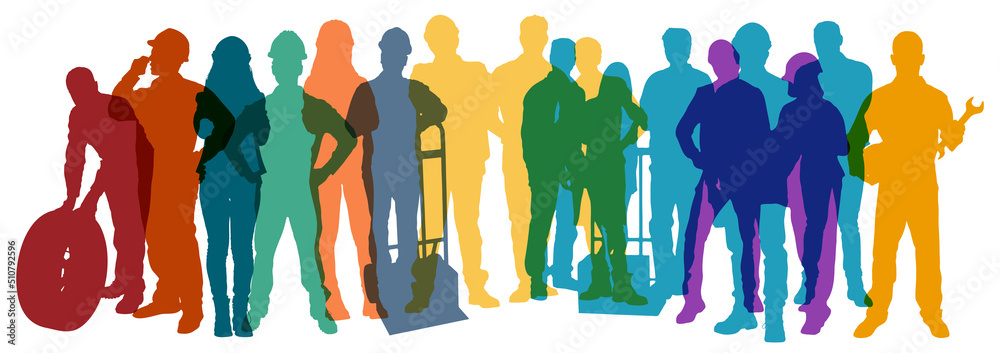 Silhouetten von Menschen aus Handwerk und Industrie Stock Illustration ...