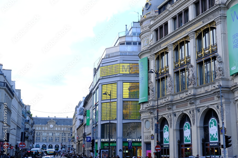 The facade of the Printemps store at Haussmann avenue. The 8th June ...