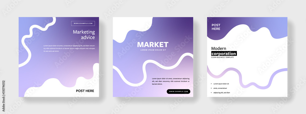 Modern purple social media post templates with color gradient effect ...