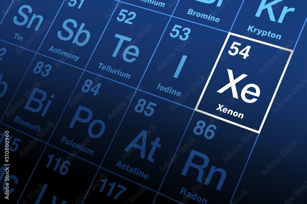 Xenon Xe Chemical Element Xenon Sign With Atomic Number