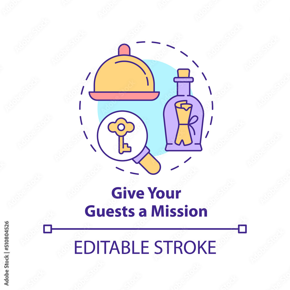 Give guests mission concept icon. Unusual dining experience abstract ...