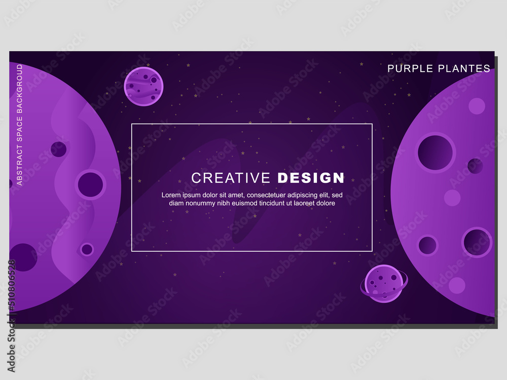 Purple planet illustration. Purple background concept in space with ...