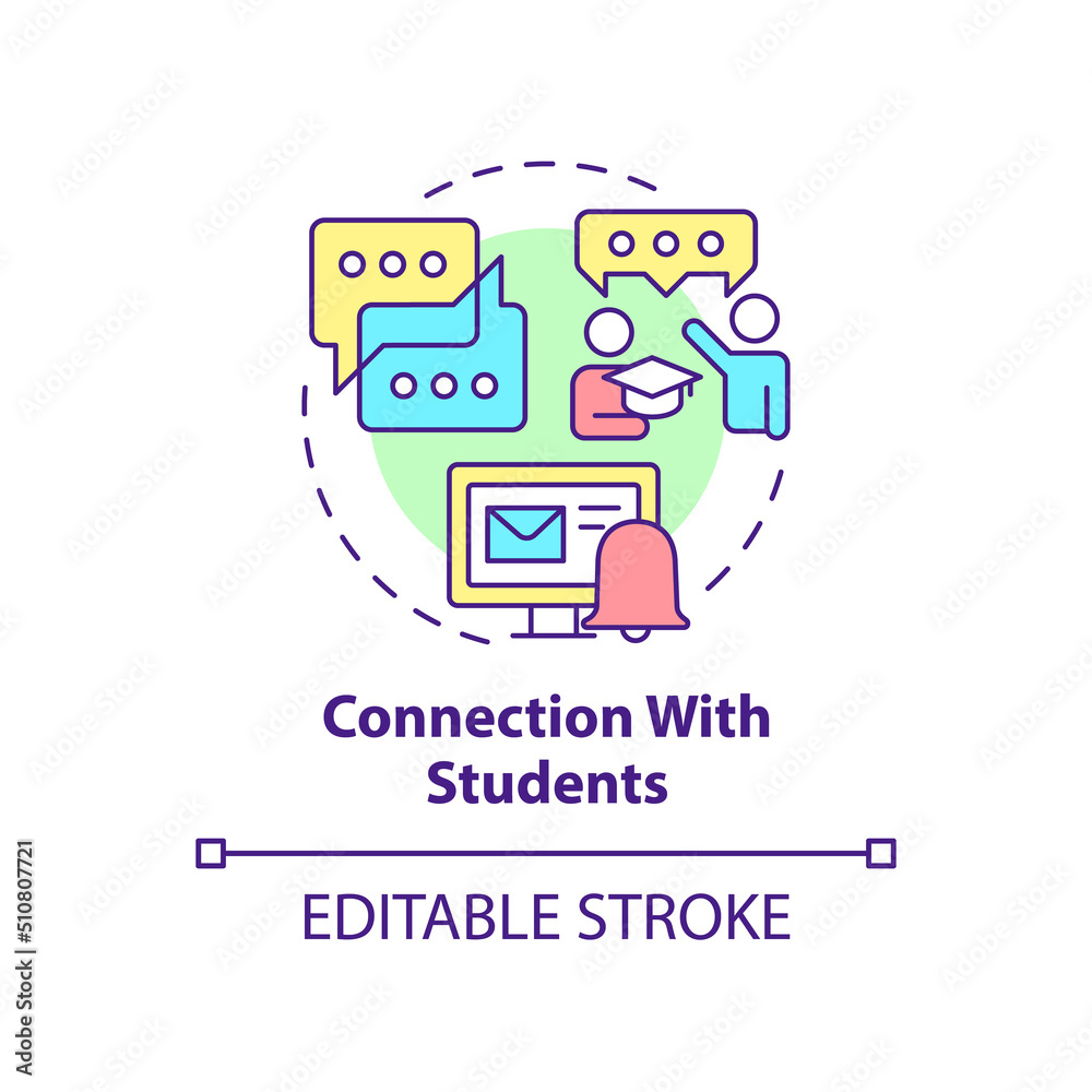 Connection with students concept icon. Contact to ask question ...