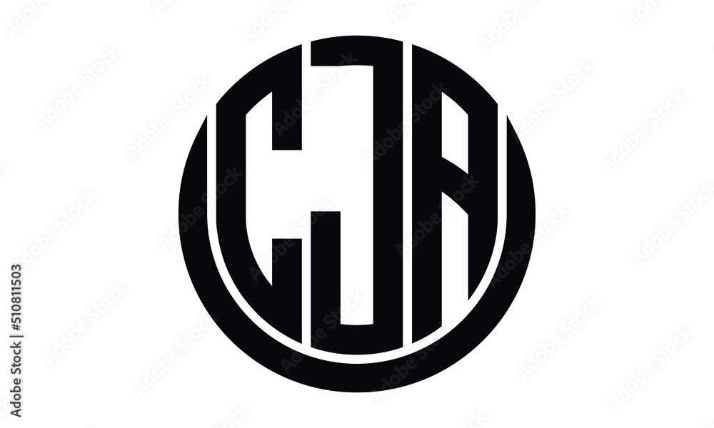 CJA three letter shield in circle logo design vector template. letter ...