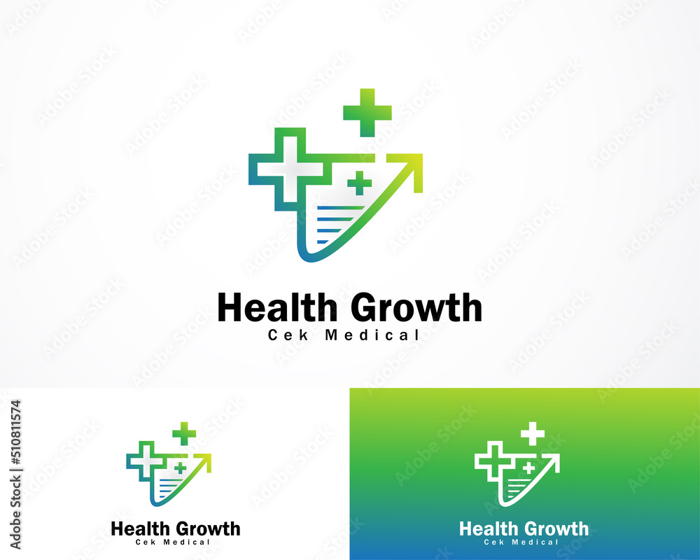 health growth logo creative design concept check medical clinic paper ...