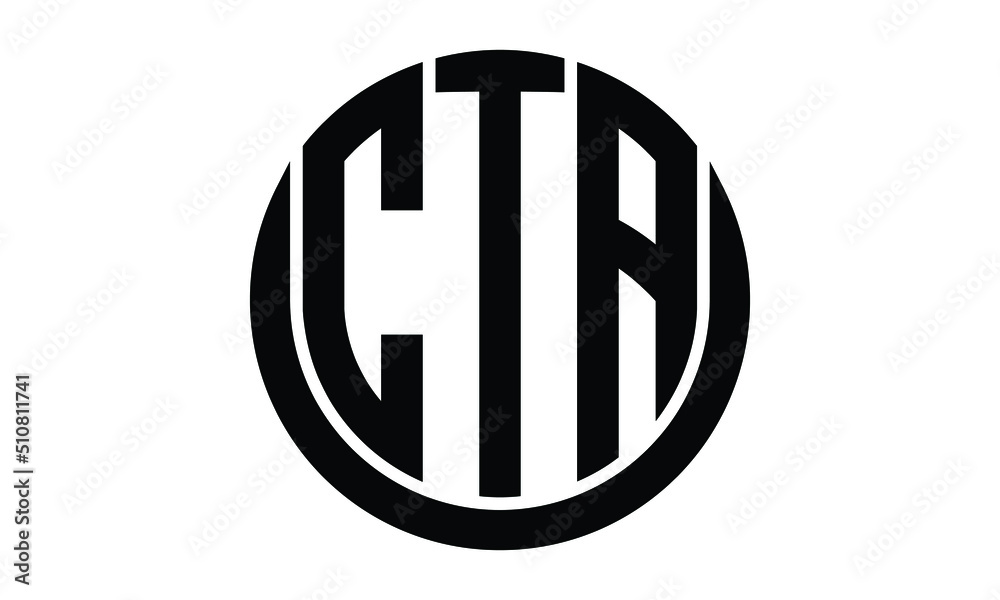 CTA three letter shield in circle logo design vector template. letter ...