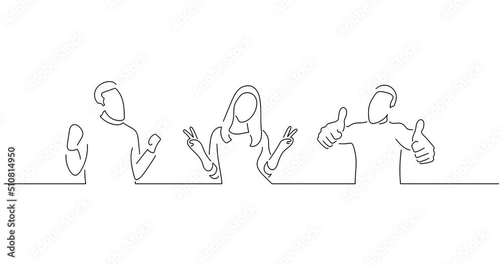 Young people celebrating a win in line art animation. Video footage of ...