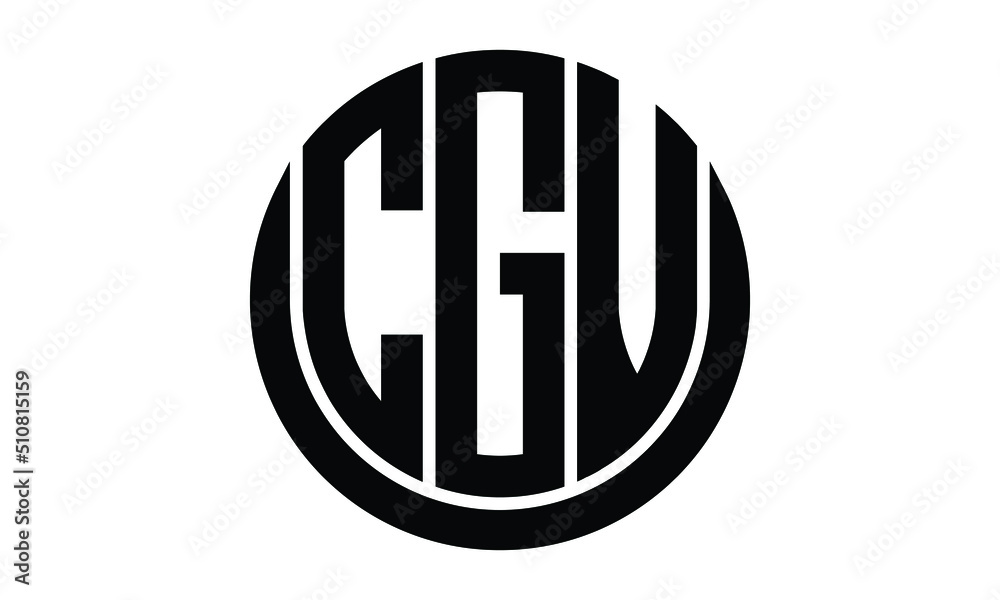 CGV three letter shield in circle logo design vector template. letter ...