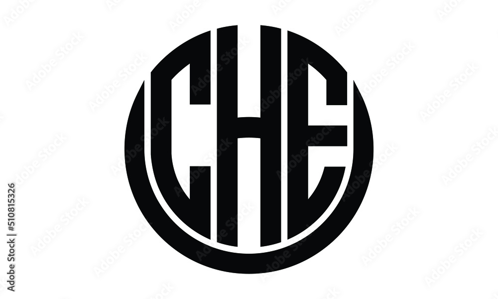 CHE three letter shield in circle logo design vector template. letter ...