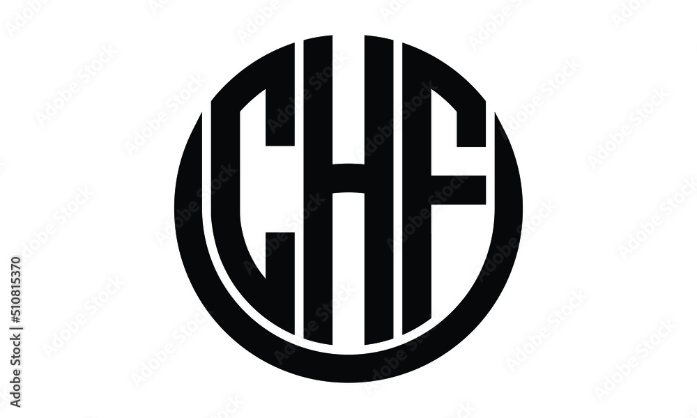 CHF three letter shield in circle logo design vector template. letter ...