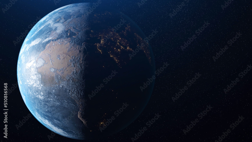 Abstract animation of beautiful Planet Earth rotation in space ...