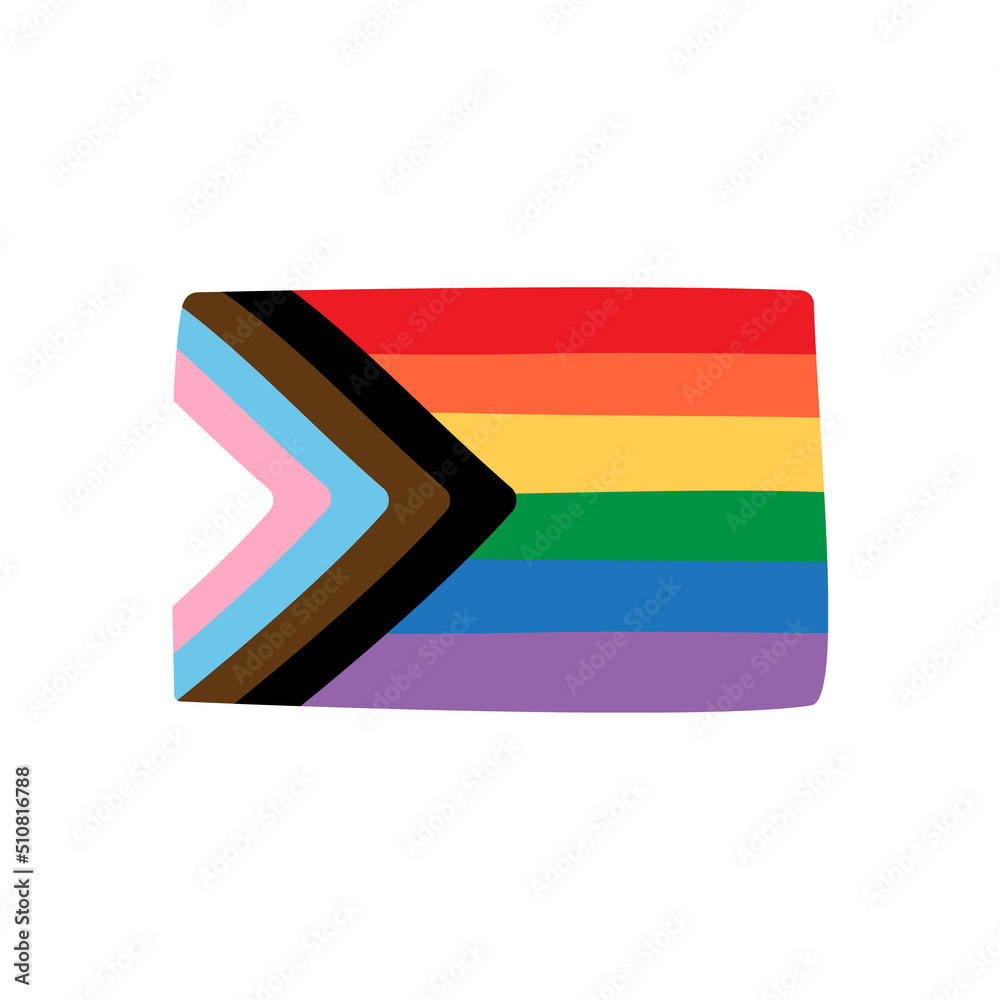 Vector hand drawn doodle sketch lgbt new rainbow flag isolated on white ...