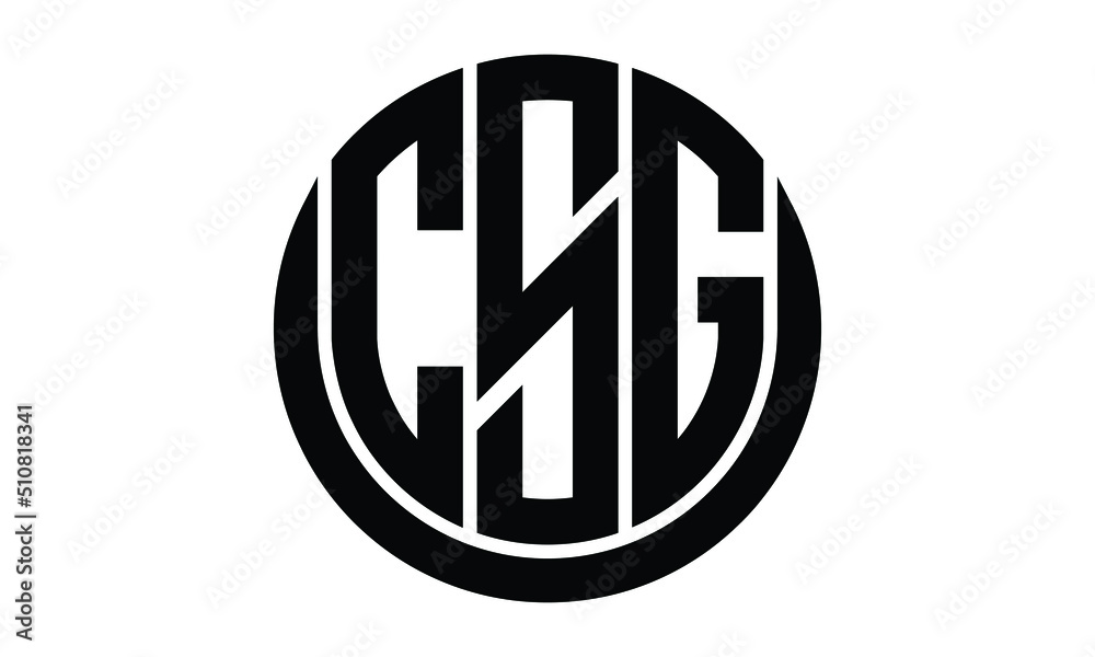 CSG three letter shield in circle logo design vector template. letter ...