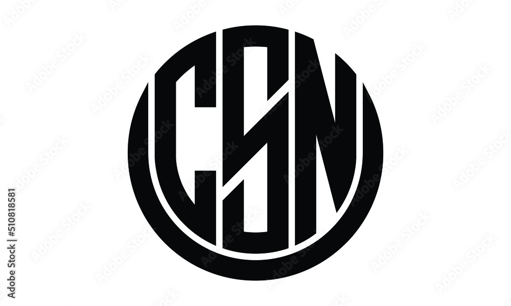 CSN three letter shield in circle logo design vector template. letter ...