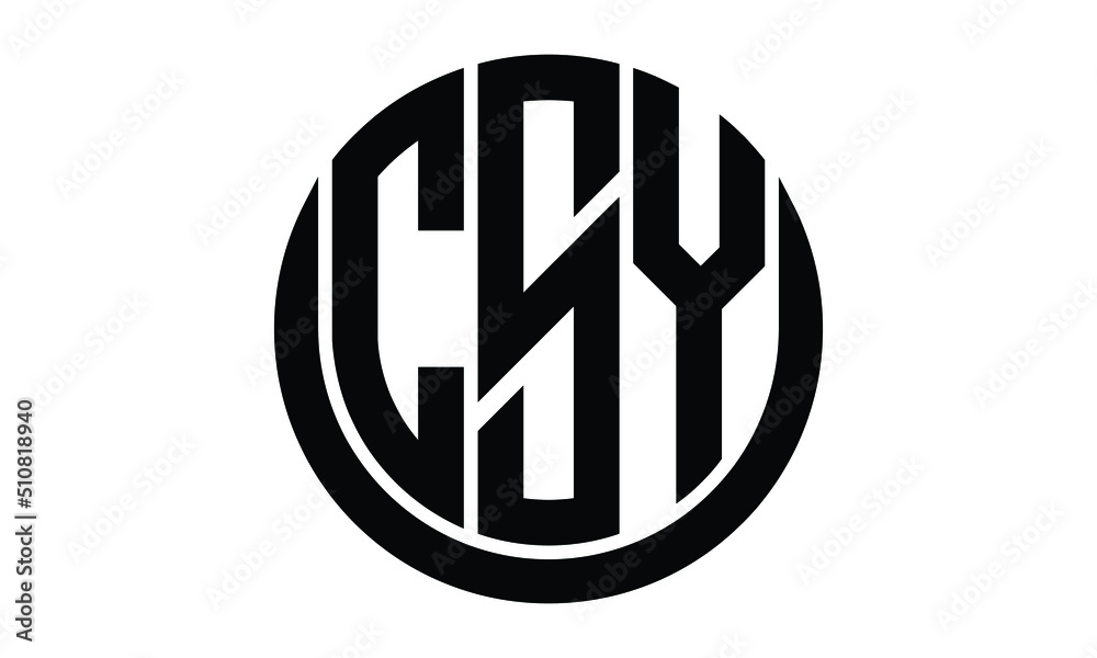 CSY three letter shield in circle logo design vector template. letter ...