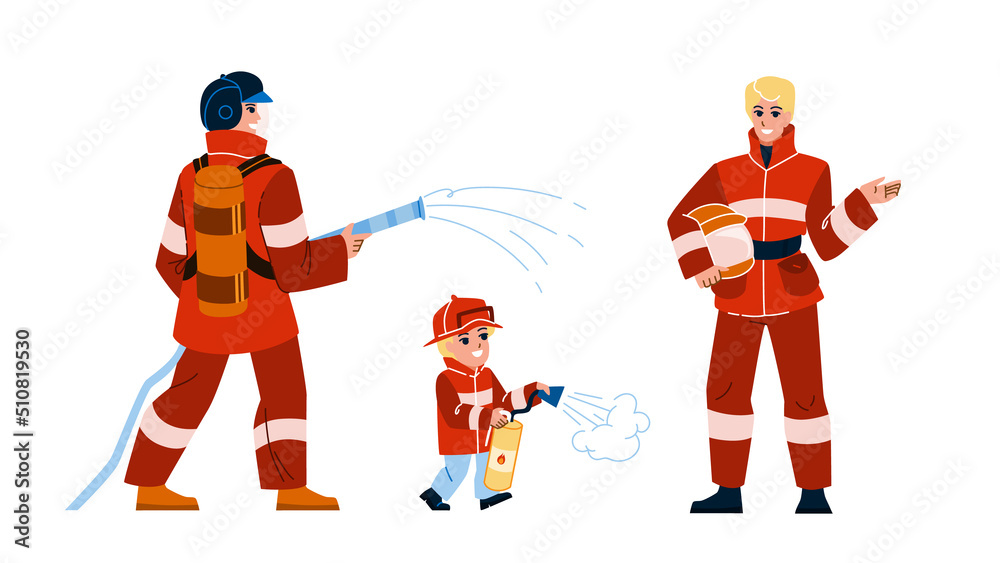 firemen vector. firefighter rescue, emergency fighter, safety equipment ...