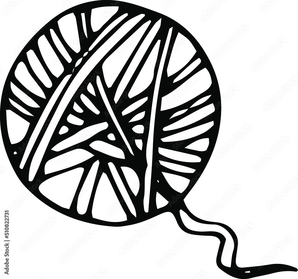 Ball of thread , hand-drawn ball of thread . Hand-drawn doodles ...