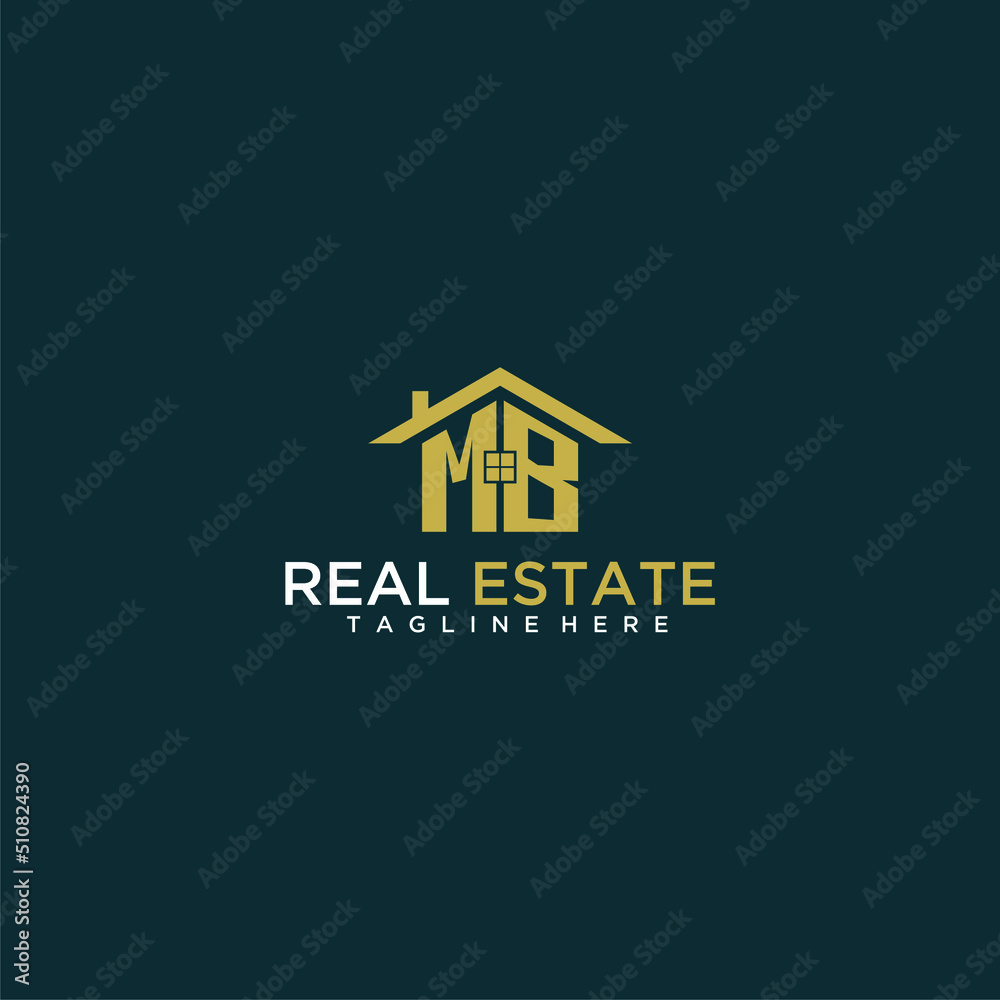 MB initial monogram logo for real estate with home shape creative ...