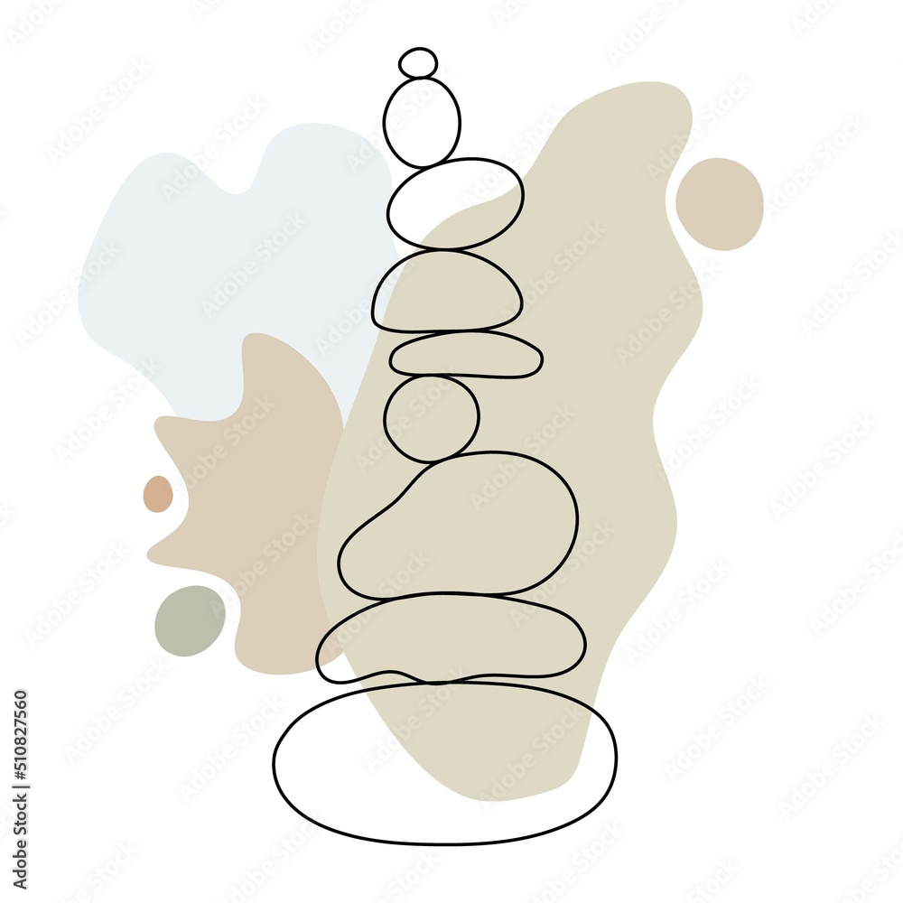 Zen stone in simple abstract doodle style vector illustration with ...