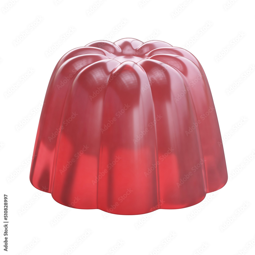 Red jelly pudding, sweet dessert isolated on white background 3d ...