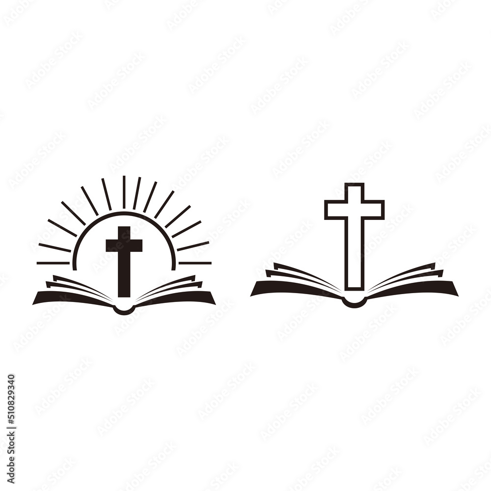bible logo icon and christian cross Stock Vector | Adobe Stock