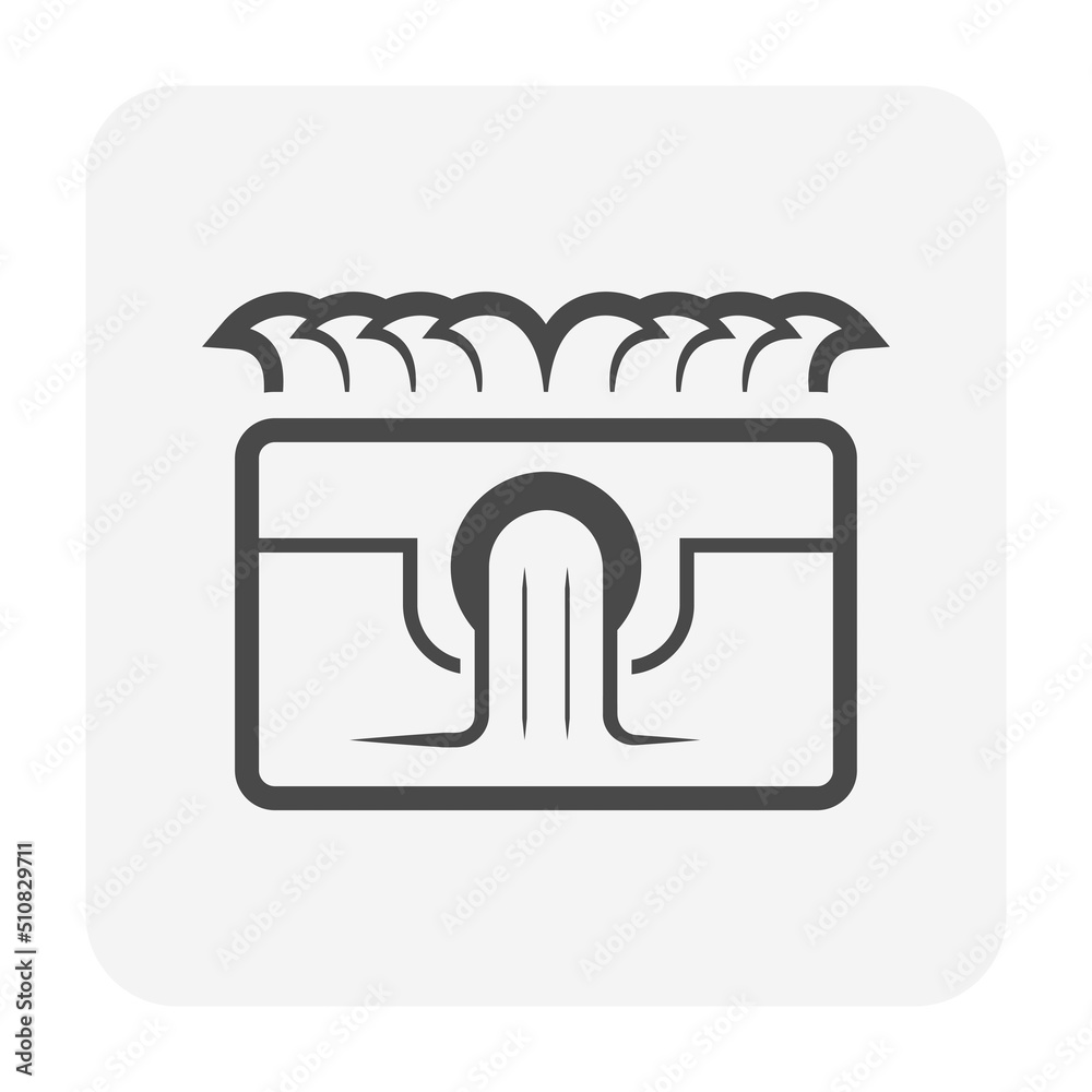 French drain or stormwater drainage system vector icon consist of soil ...