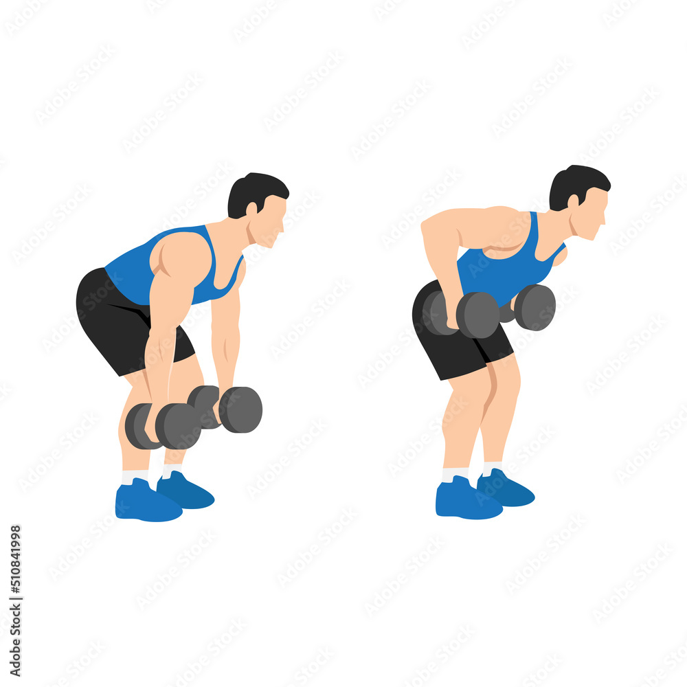 Poster Man doing Dumbbell bent over rows exercise flat vector ...