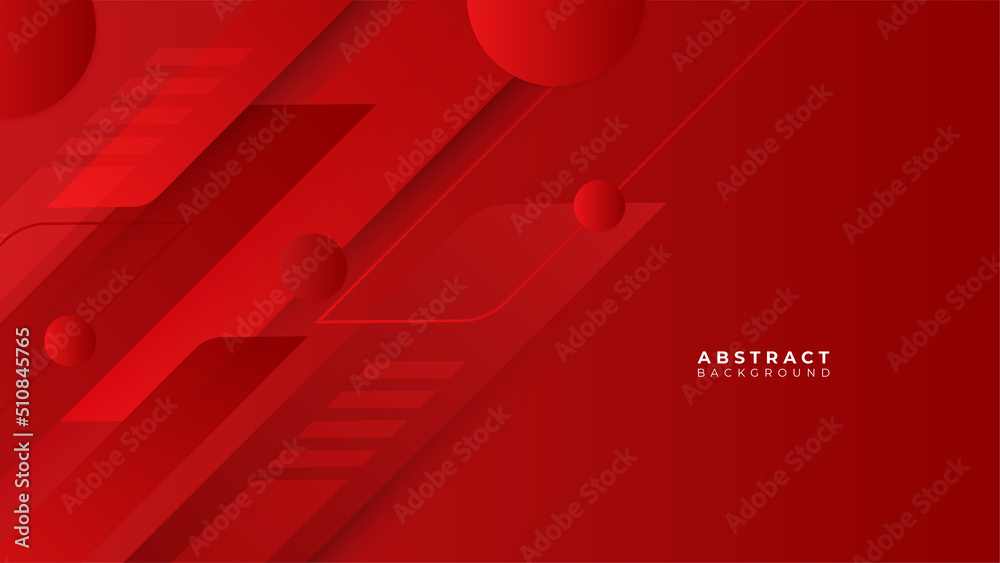Modern red banner geometric shapes corporate abstract technology ...