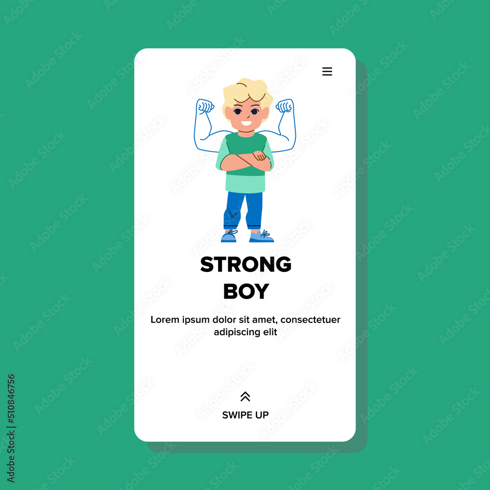 strong kid boy vector. happy power child, healthy muscle cute person ...
