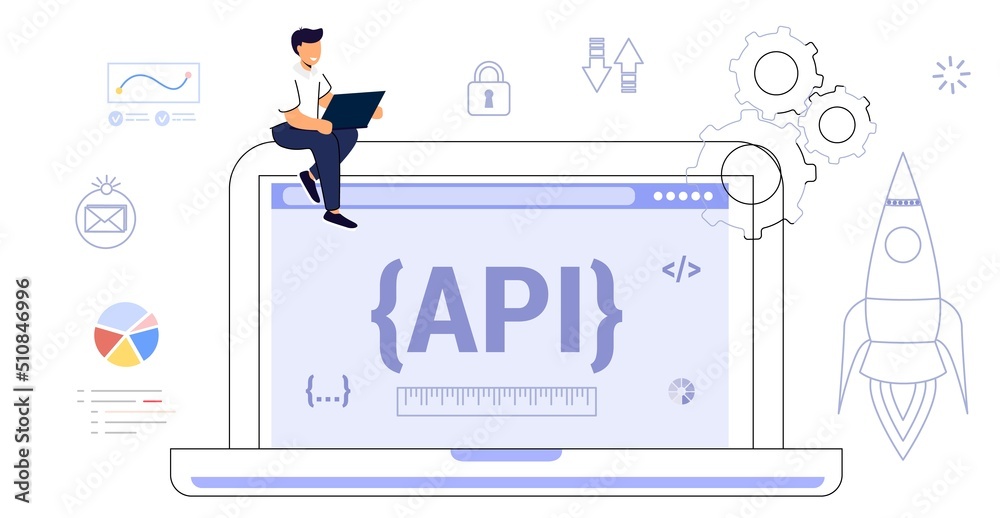API Application Programming Interface Software development tool API as a symbol of finished code ...