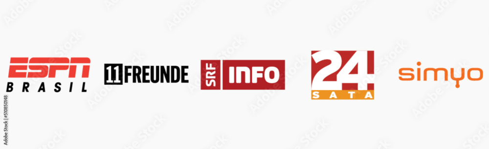 24Sata logo, Simyo logo, ESPN Brasil logo, 11Freunde logo, SRF Info ...
