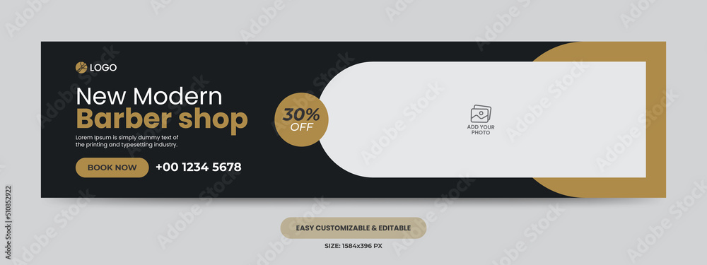 Modern barber shop social media cover photo template. beauty salon web ...
