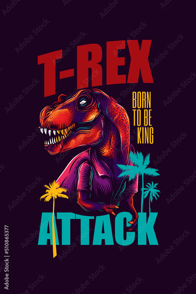 Original vector illustration of a tyrannosaurus rex in a vintage style ...