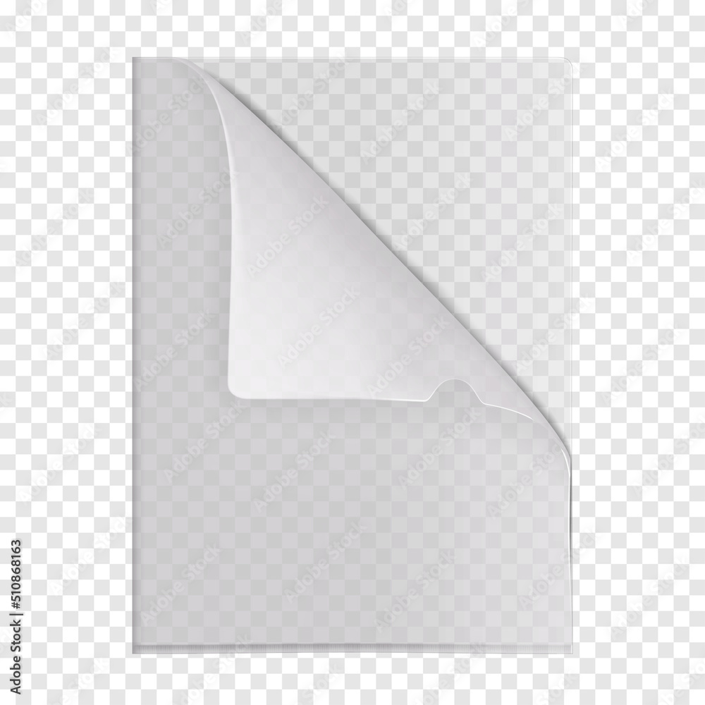 Clear L-shape plastic file folder pocket on transparent background ...