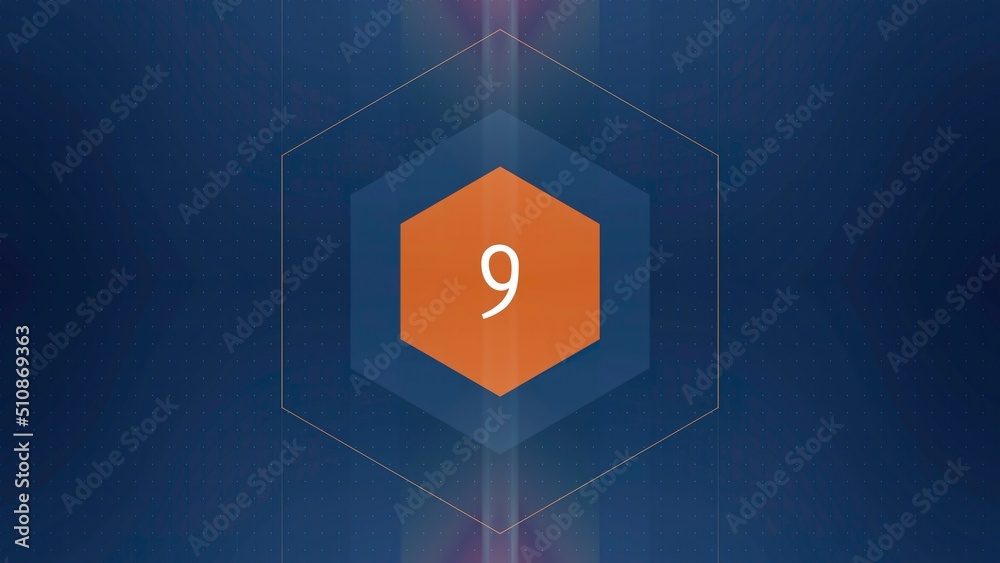 The number 9 appears and has glow and light streaks. Numbers Animation ...