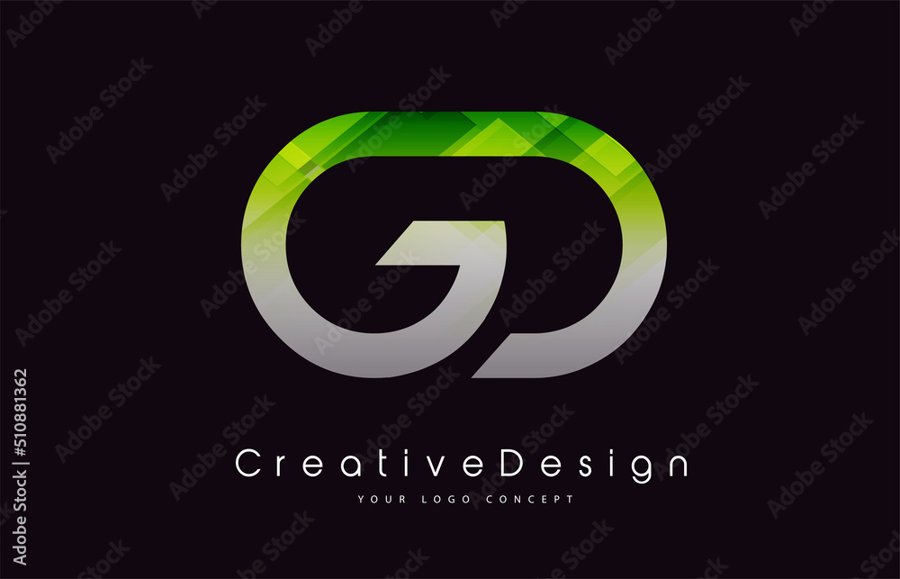 GD Letter Logo Design. Green Texture Creative Icon Modern Letters ...