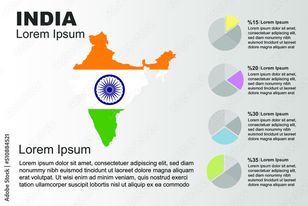 India infographic general use vector template with pie chart, copy ...