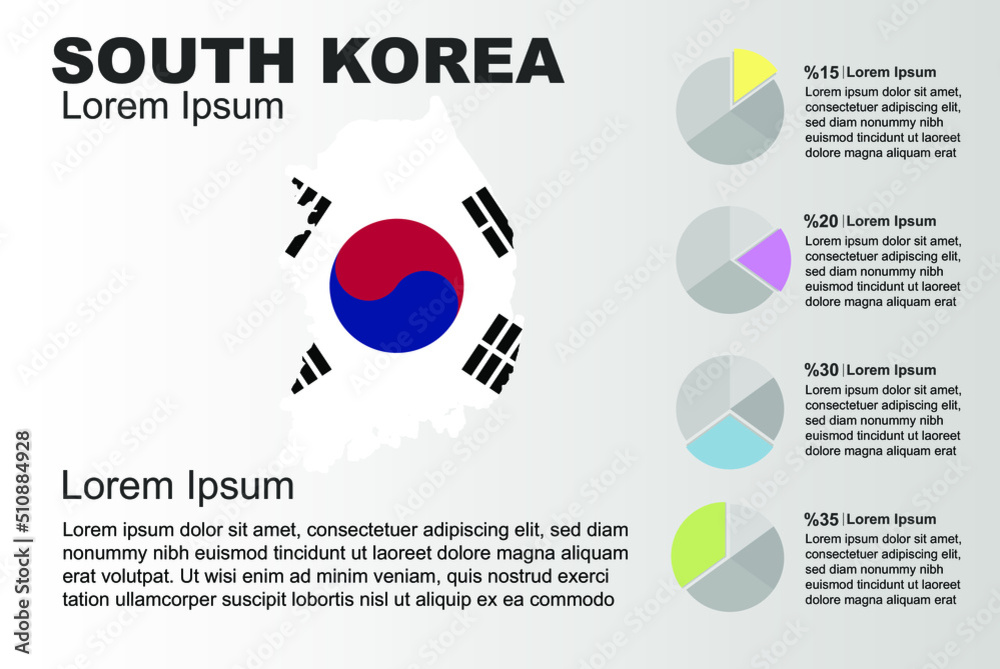 South Korea, infographic general use vector template with pie chart ...