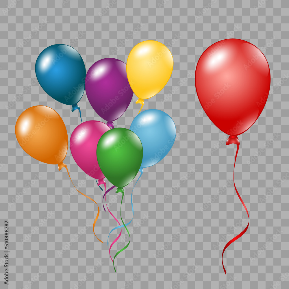 Festive illustration. Colored festive Balloons isolated on transparent ...
