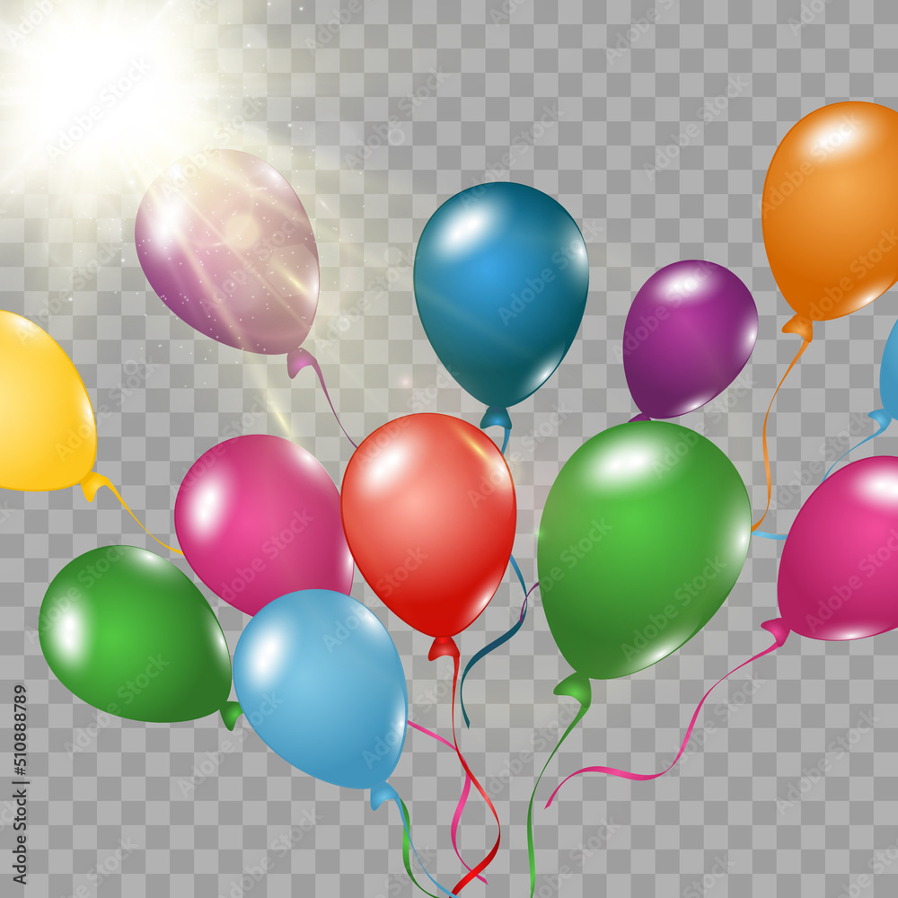 Festive illustration. Colored festive Balloons isolated on transparent ...
