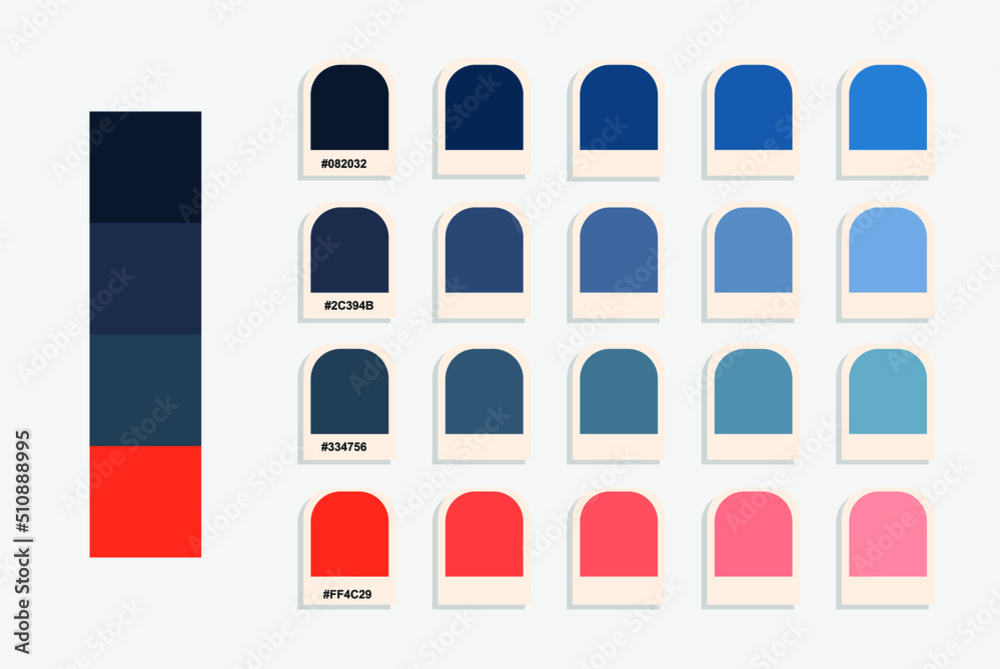 Blue red color palette, dark colors catalogue, design and edit idea ...