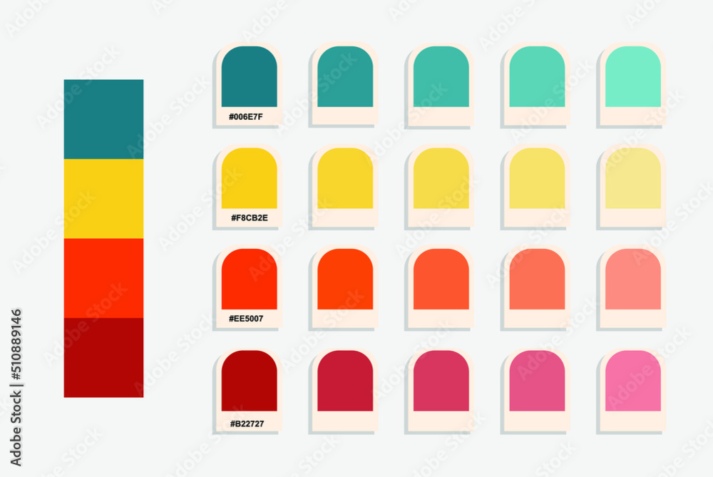 Vettoriale Stock Blue Yellow Orange Red Color Palette Warm Colors