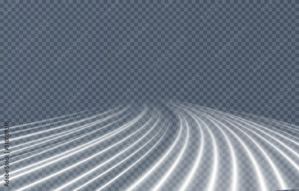 Fototapeta Collection of white speed lines isolated. White light ...