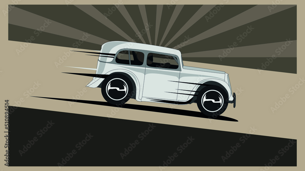 Vector of a classic vintage car. Retro car poster. Old School. Racing ...