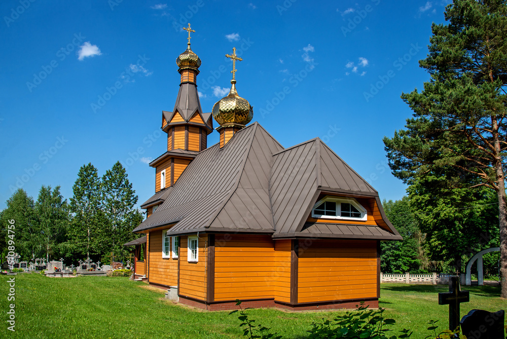 Built of wood in 1955, the temple, the cemetery Orthodox church of ...