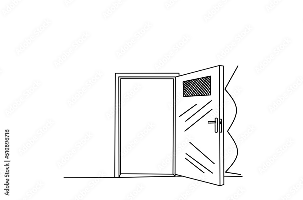 Slammed door line art drawing Stock Illustration | Adobe Stock