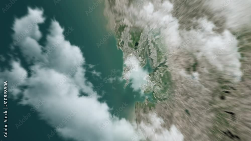 Zooming on Mumbai, India. Earth zoom in from outer space to city. The ...